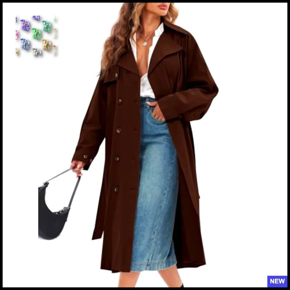 Jackets & Coats | Oversized Trench Coat Classic Double Breasted Belted ...
